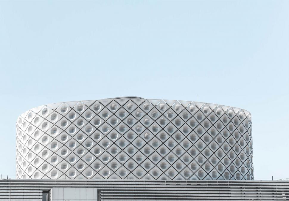 Free Stock Photo of Large White Building With Circular Design ...