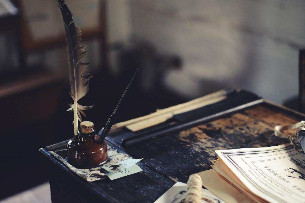 Free Stock Photo of Old Desk With Pen and Paper | Download Free Images ...