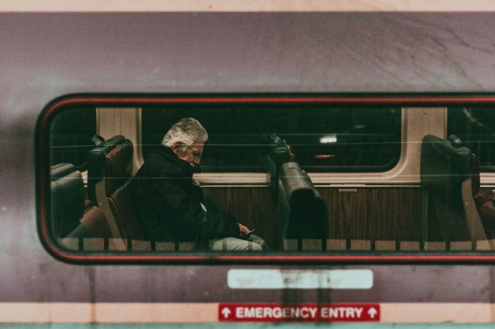 Free Stock Photo of Man Sitting on Train, Looking Out Window | Download ...