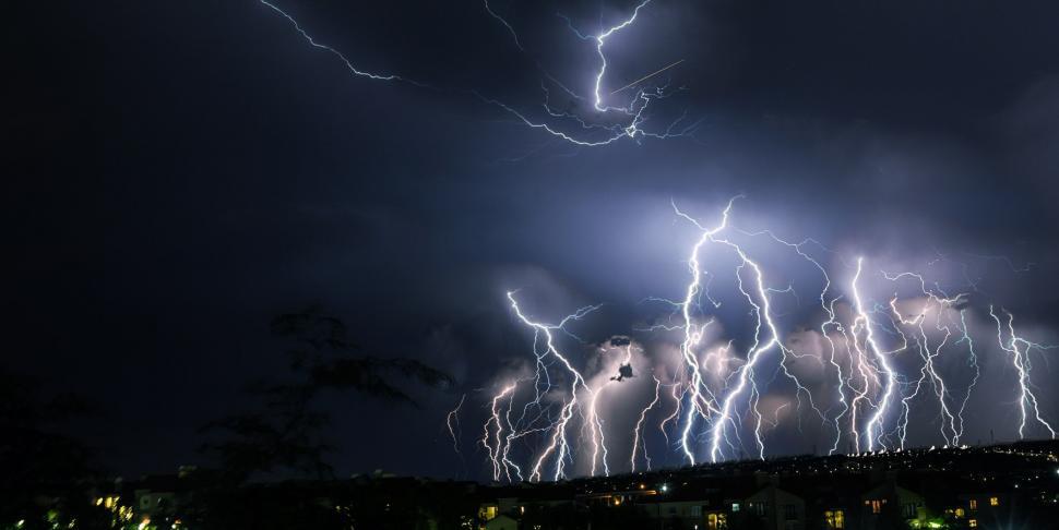 Free Stock Photo of Intense Lightning Strikes Illuminating the Night ...