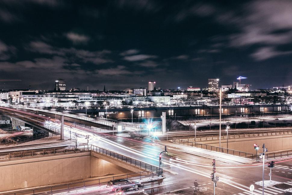 Free Stock Photo of City Night View From Bridge | Download Free Images ...