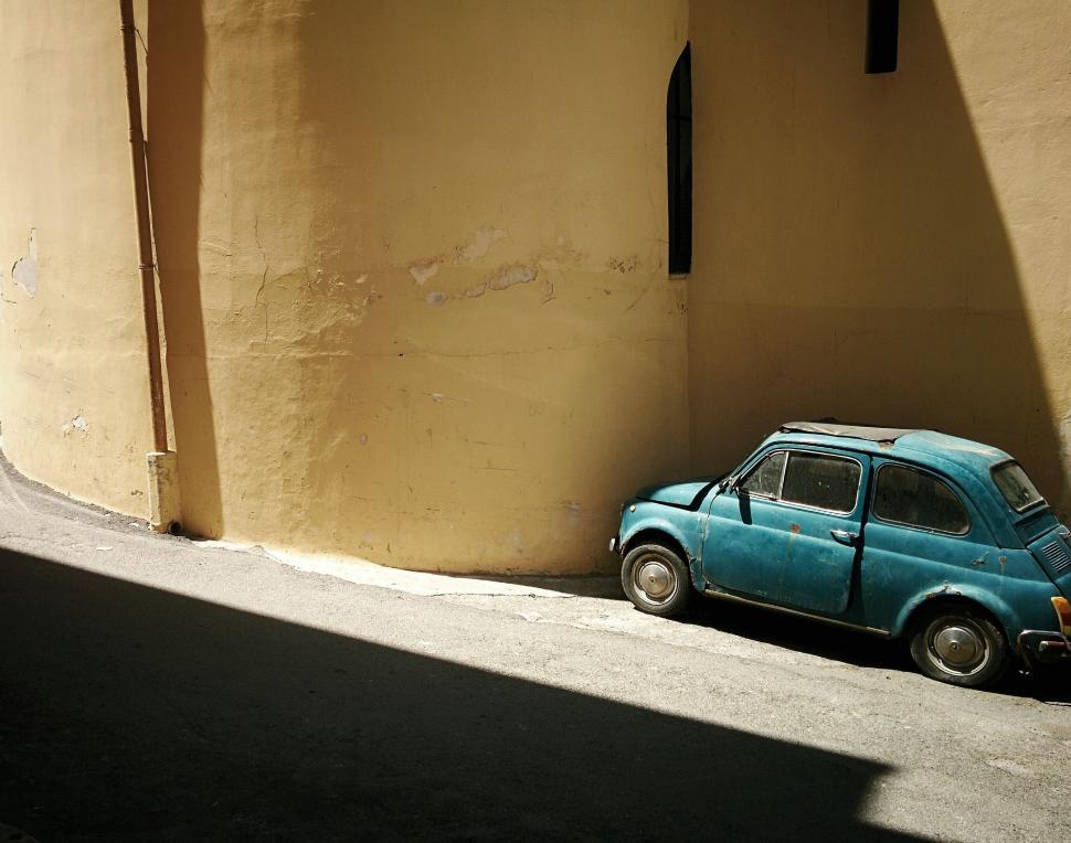 Free Stock Photo of Small Blue Car Parked in Front of Building ...