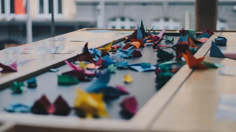 Free Stock Photo of Group of Origami Birds on Table | Download Free ...