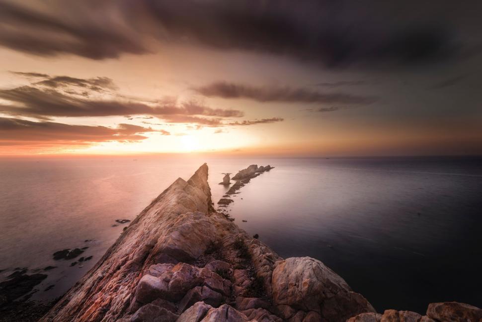 Free Stock Photo of Sunset Over Ocean Long Exposure | Download Free ...