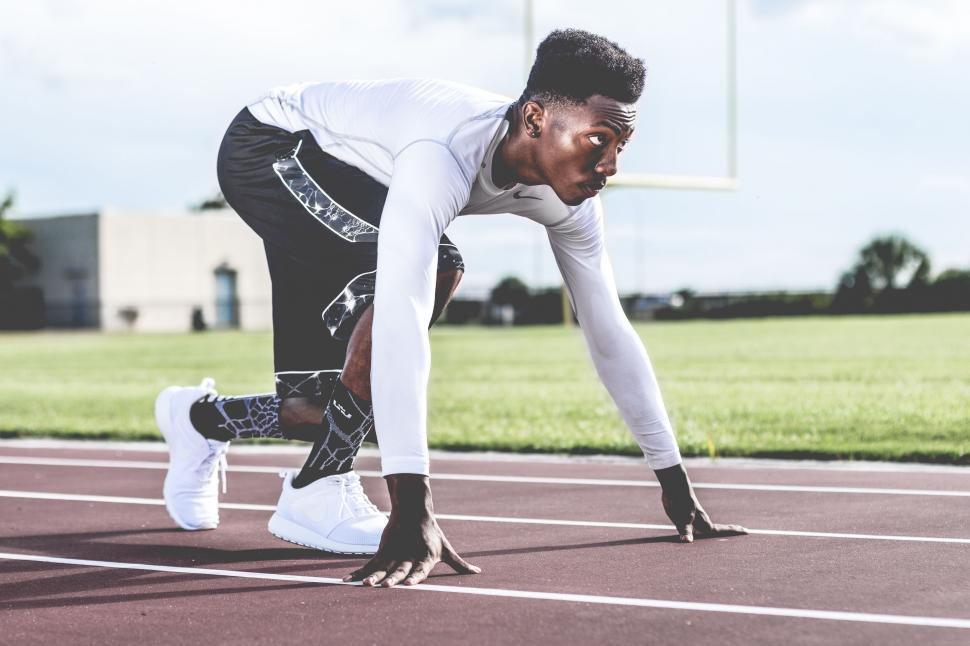 Free Stock Photo of Man in White Shirt and Black Pants Running on Track ...
