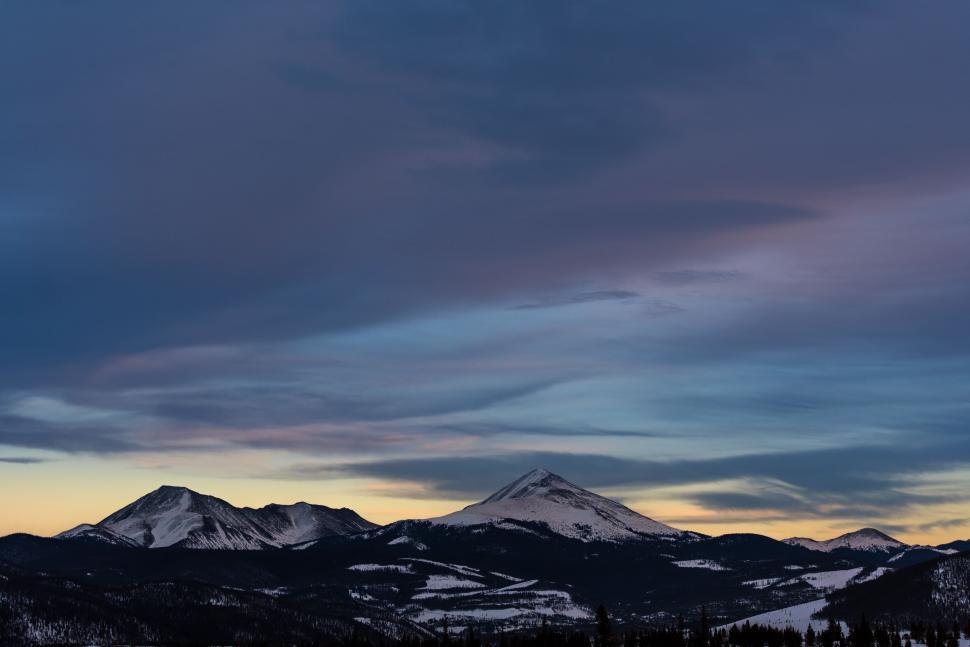 Free Stock Photo of Snowy Mountain Range at Dusk | Download Free Images ...
