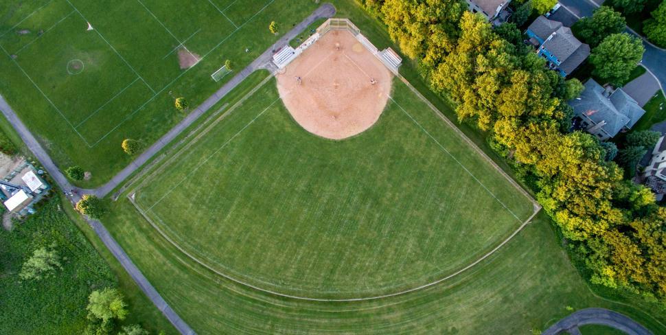 Free Stock Photo of Aerial View of Baseball Field in Neighborhood ...