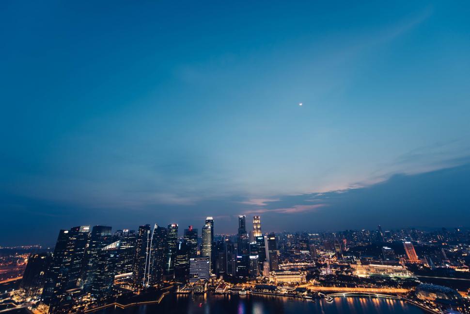Free Stock Photo of Aerial View of Cityscape at Night From Plane ...