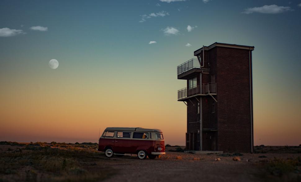 Free Stock Photo of Van Parked in Front of Tall Building | Download ...