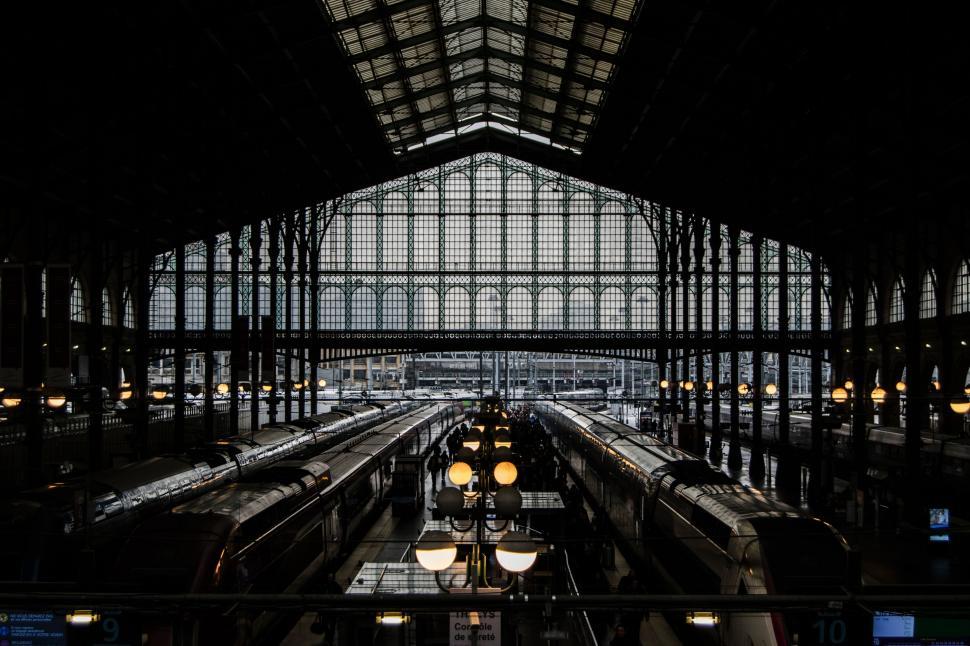 Free Stock Photo of Busy Train Station With Multiple Trains Arriving ...