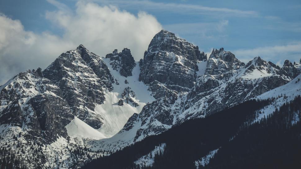 Free Stock Photo of Snow-Covered Mountain Range Under Blue Sky ...
