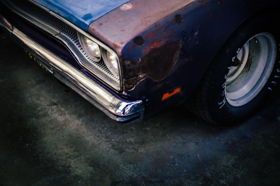 Free Stock Photo of Blue Car With Rusted Front Bumper | Download Free ...