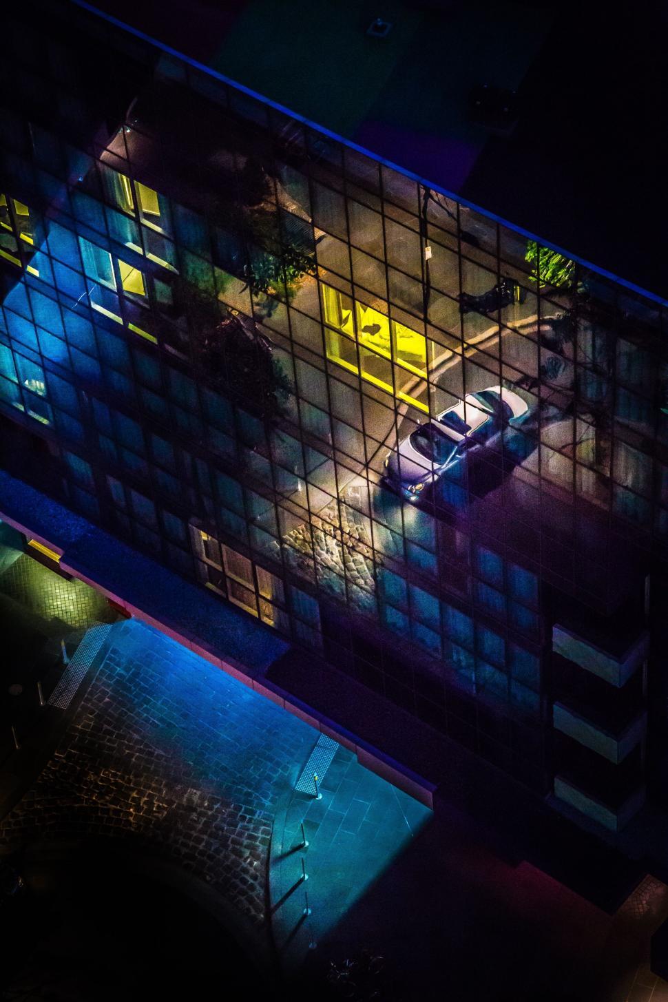 Free Stock Photo of Aerial View of Building at Night | Download Free ...