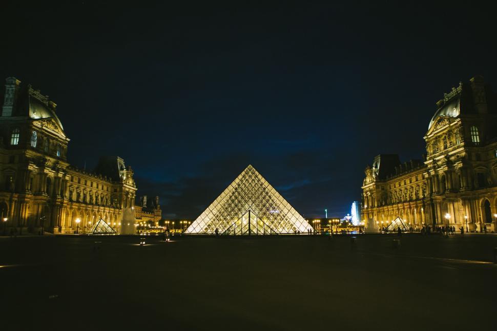 Free Stock Photo of Large Building With Tall Pyramid | Download Free ...