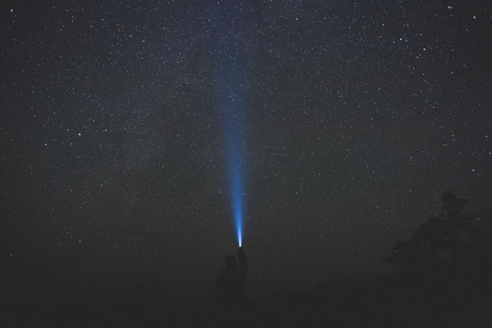 Free Stock Photo of Bright Blue Light Shines in Night Sky | Download ...