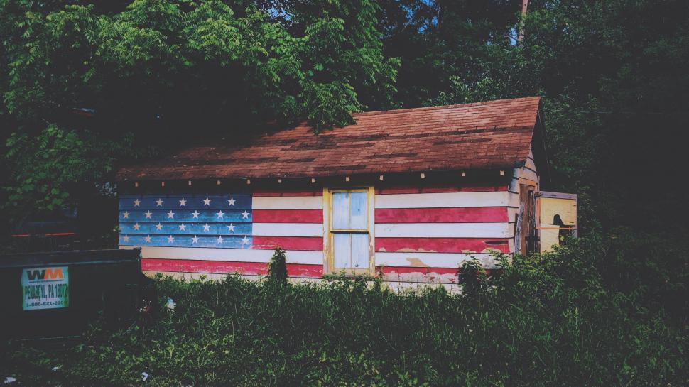 Free Stock Photo of Small Cabin With American Flag | Download Free ...