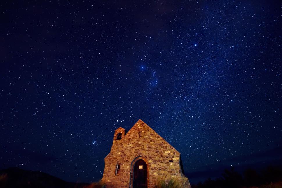 Free Stock Photo of Church Under a Starry Sky | Download Free Images ...