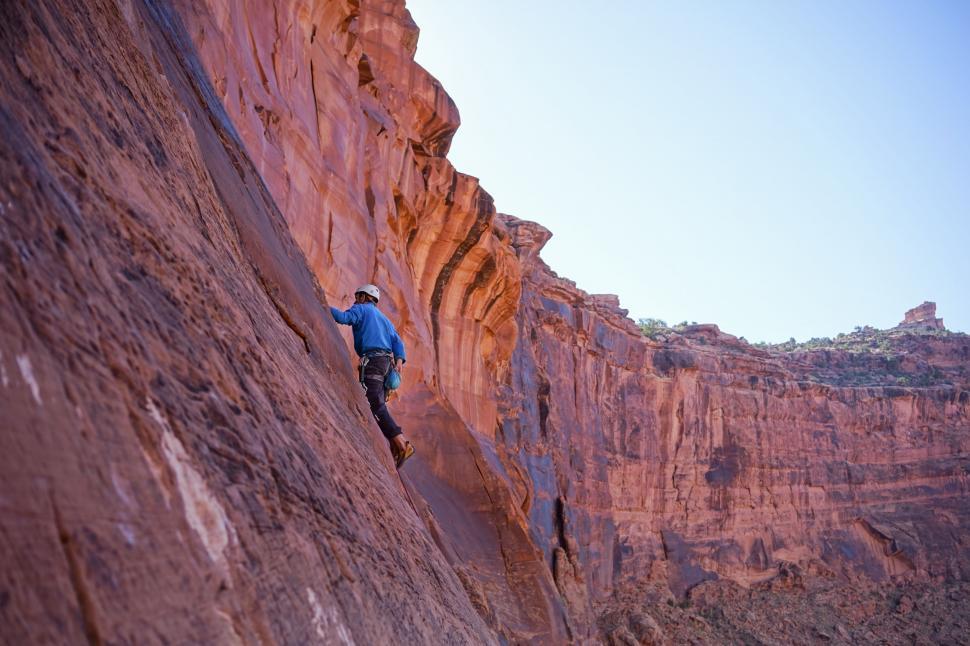 Free Stock Photo of Man Climbing Up a Mountain | Download Free Images ...