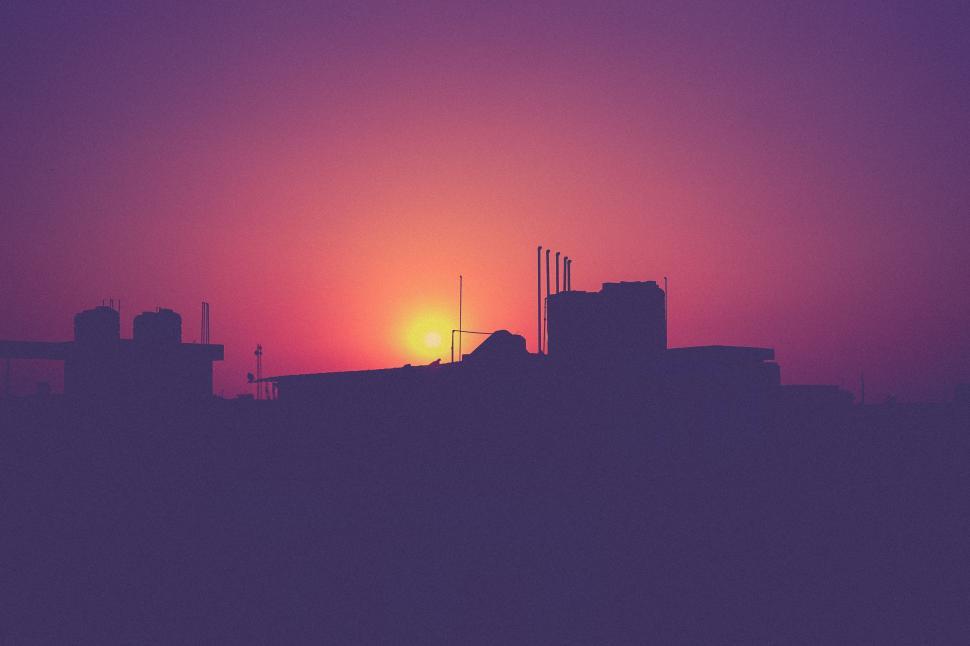 Free Stock Photo of Sun Setting Over City Skyline | Download Free ...