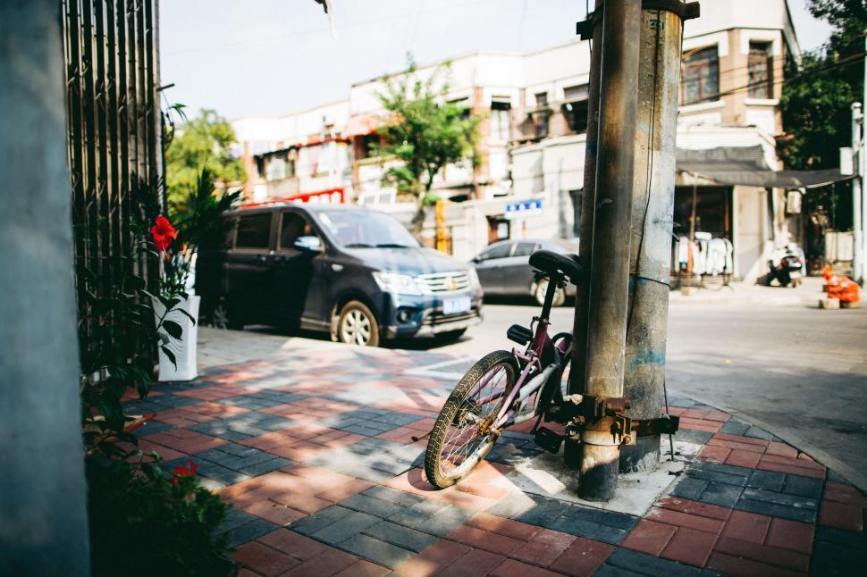 Free Stock Photo of Bicycle Parked on Side of Road | Download Free ...