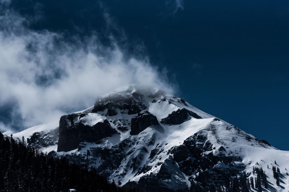 Free Stock Photo of Snow-Covered Mountain Under Cloudy Sky | Download ...