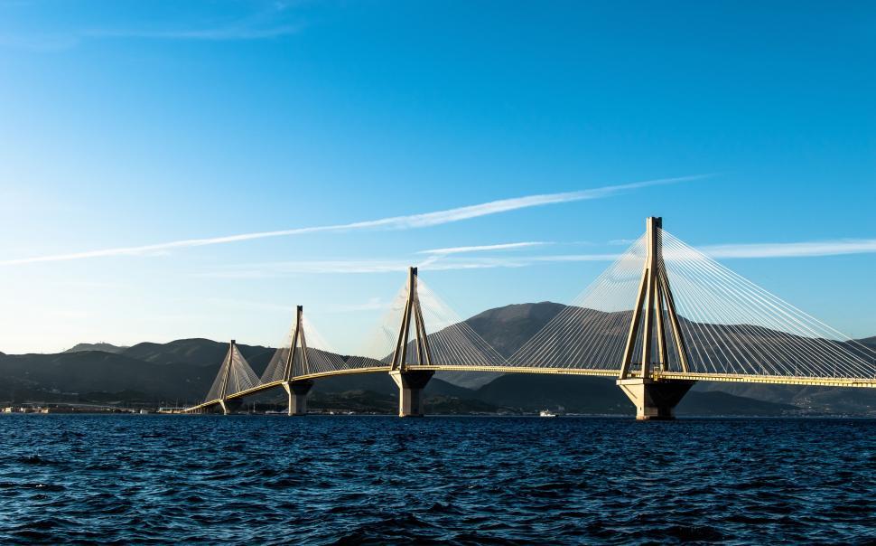 Free Stock Photo of Large Bridge Spanning Over a Large Body of Water ...