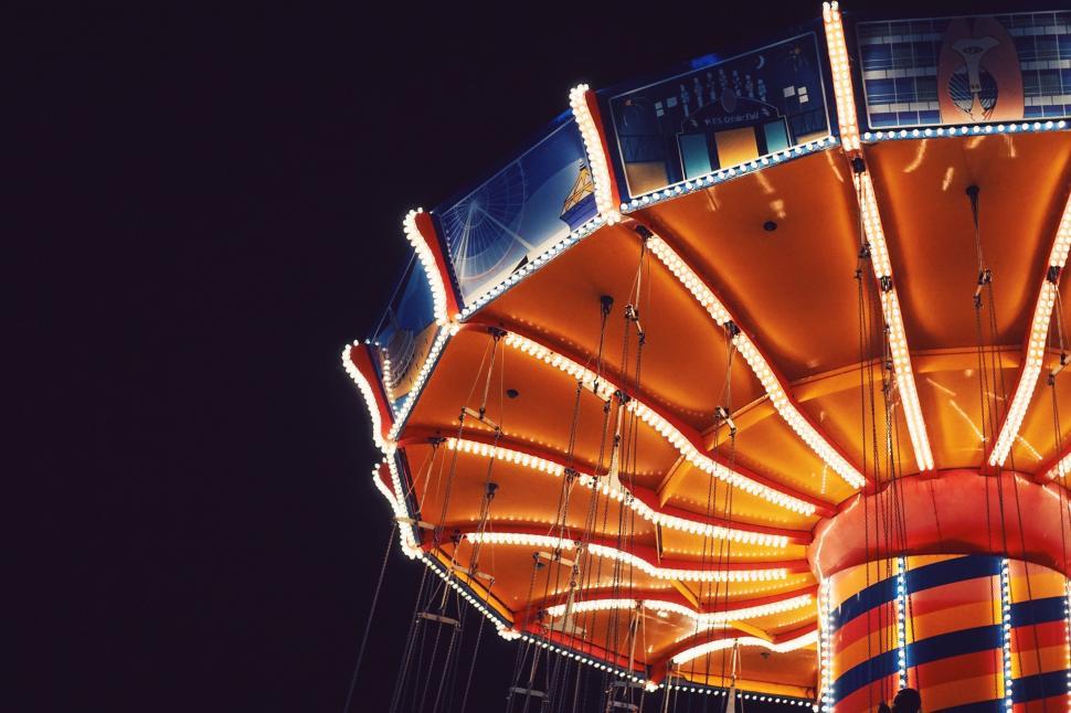 Free Stock Photo of Merry-Go-Round Illuminated at Night | Download Free ...