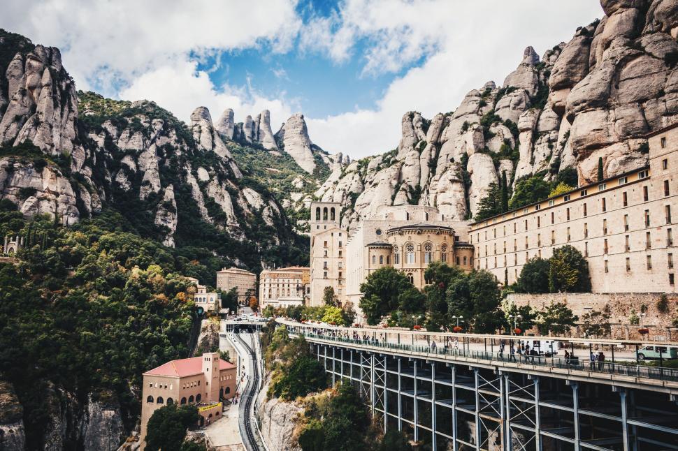 Free Stock Photo of Scenic View of Mountain Town With Bridge | Download ...
