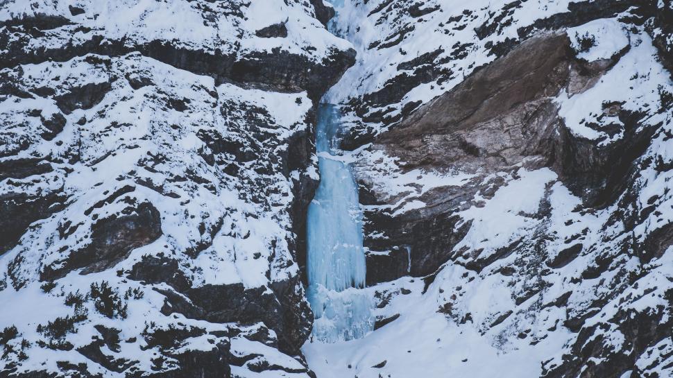 Free Stock Photo of Snow Covered Mountain With Waterfall | Download ...