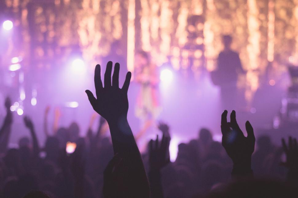Free Stock Photo of Crowd of People Raising Hands in Front of Stage ...