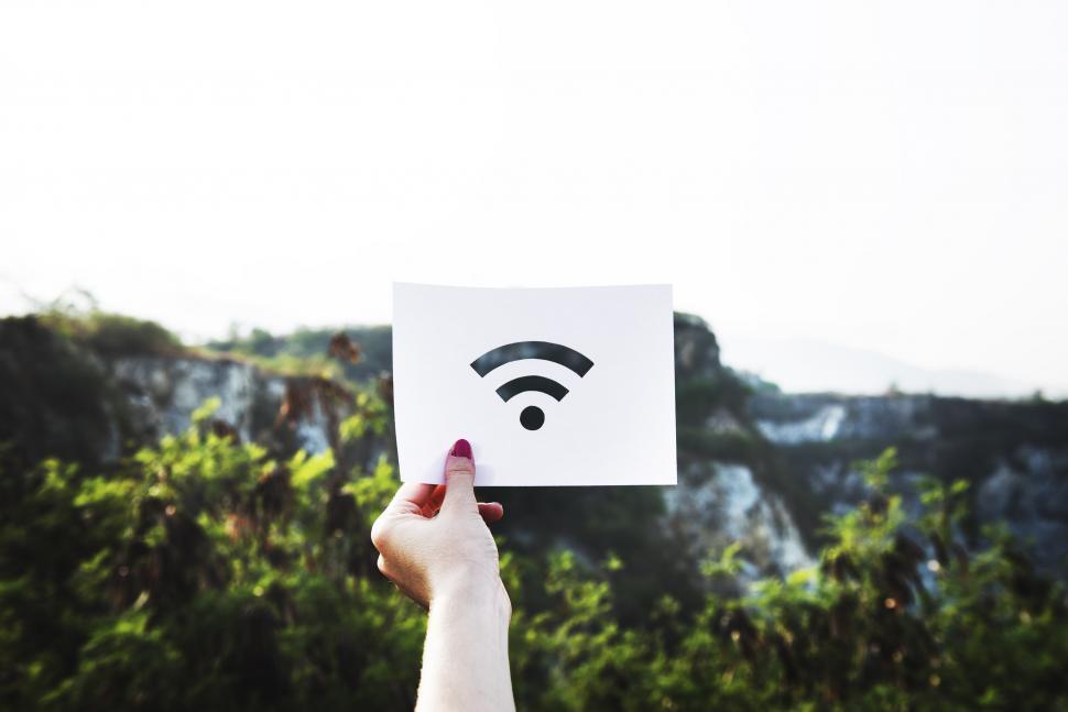 Free Stock Photo of Person Holding Paper With WiFi Symbol | Download ...