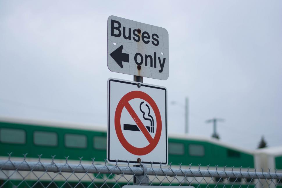 Free Stock Photo of Buses Only and No Smoking Street Signs | Download ...