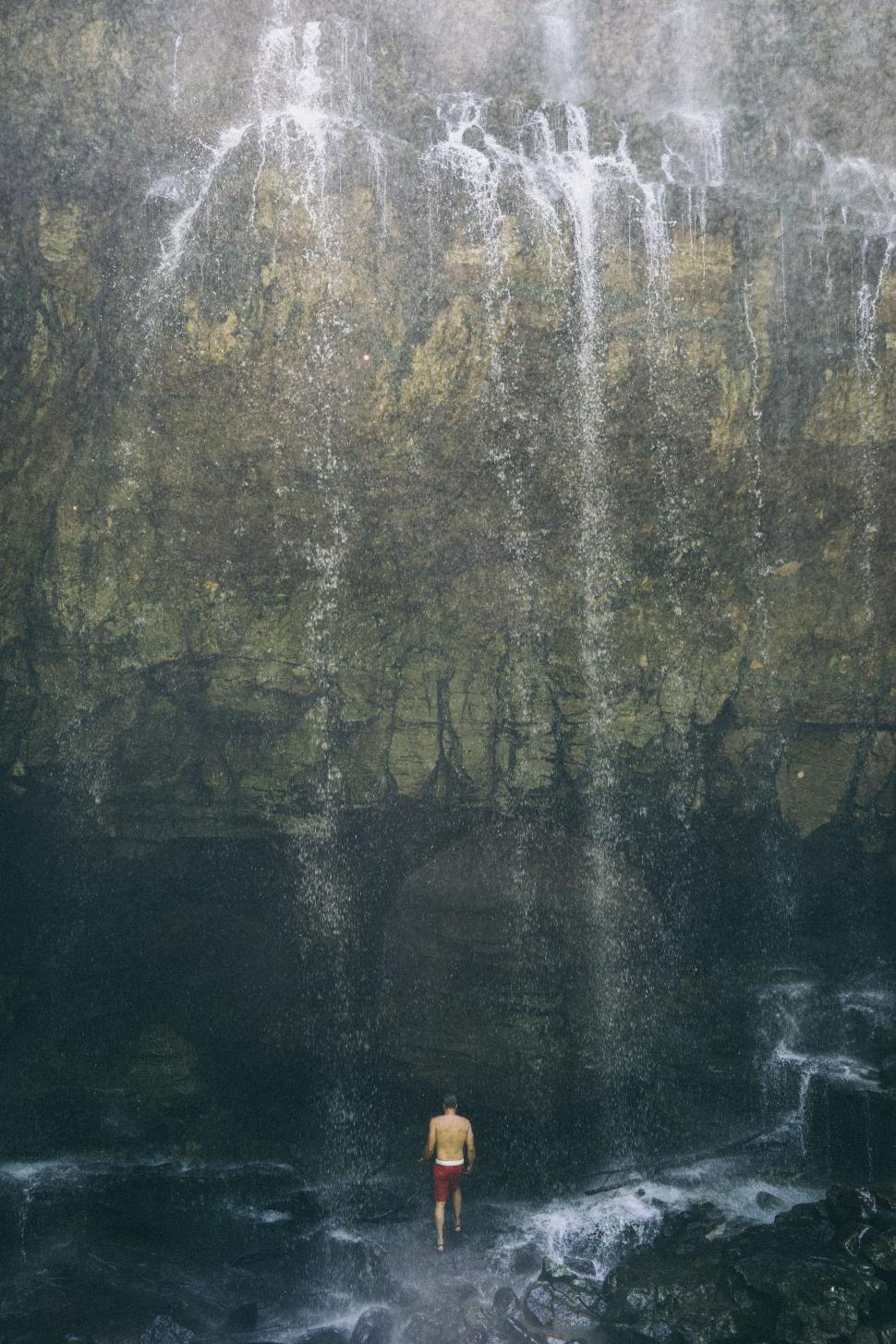 Free Stock Photo of Man Standing in Front of Waterfall | Download Free ...
