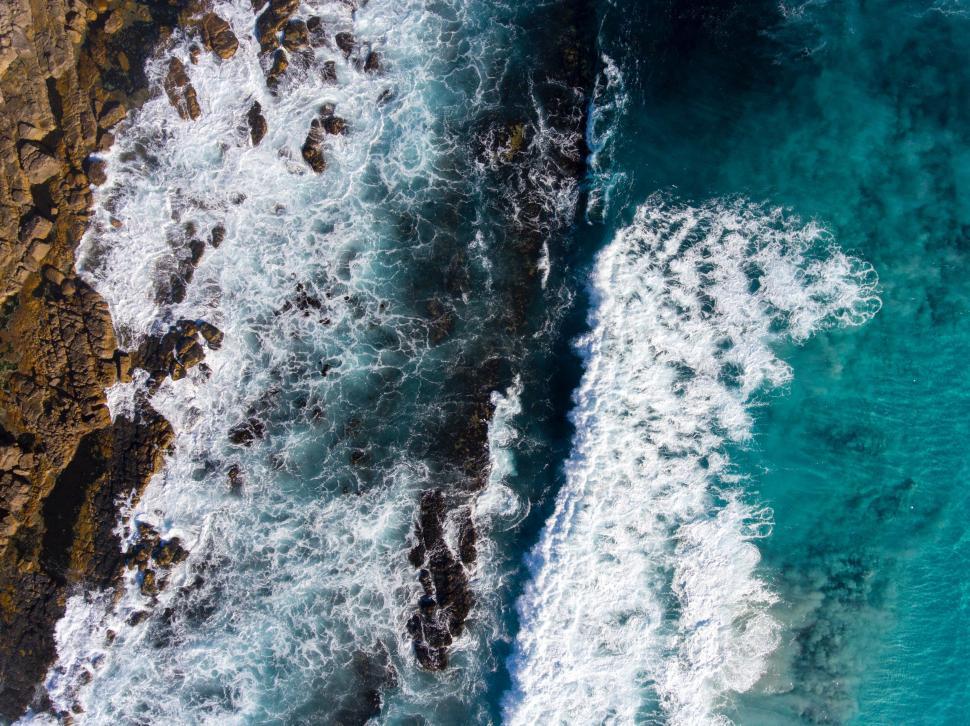 Free Stock Photo of A Birds Eye View of the Ocean and Rocks | Download ...