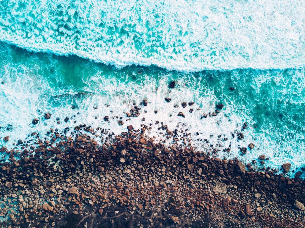 Free Stock Photo of Aerial View of Ocean and Rocks | Download Free ...