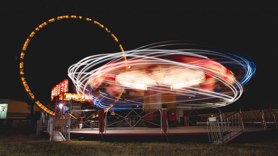 Free Stock Photo of Carnival Ride at Night With Long Exposure ...