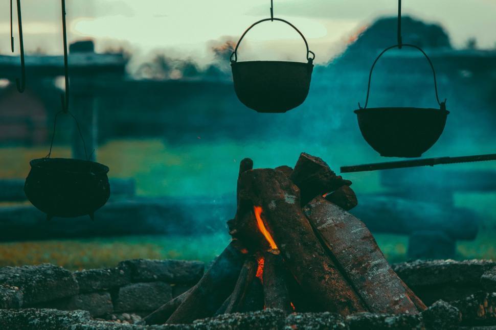 Free Stock Photo of Hanging Pots Over Fire | Download Free Images and ...