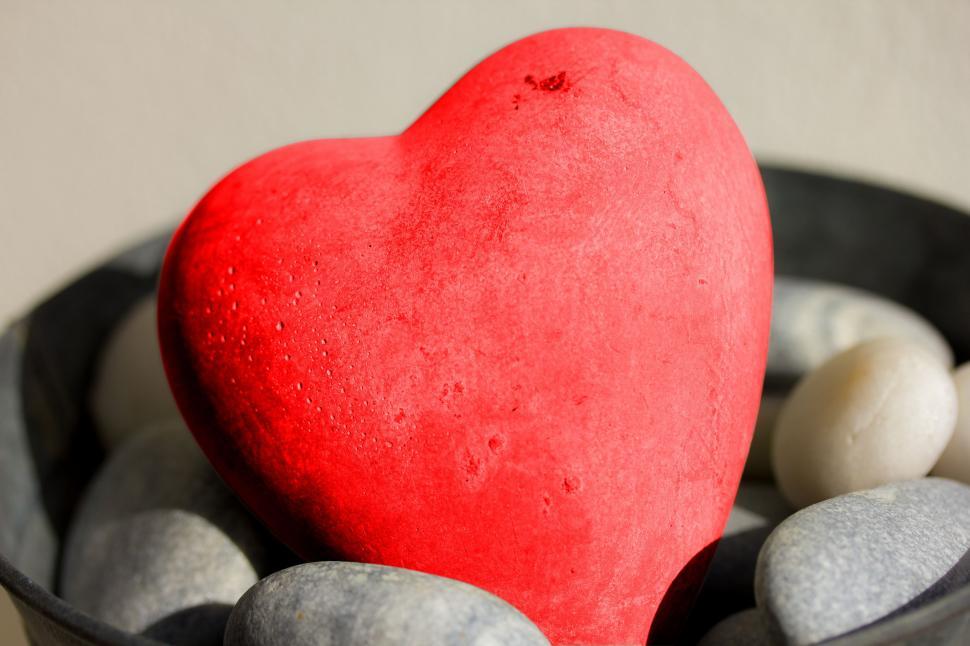 Free Stock Photo of Red Heart in Bowl of Rocks | Download Free Images ...