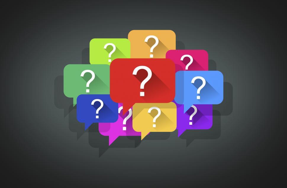 Free Stock Photo of Interrogation Marks Inside Speech Bubbles - Dark ...