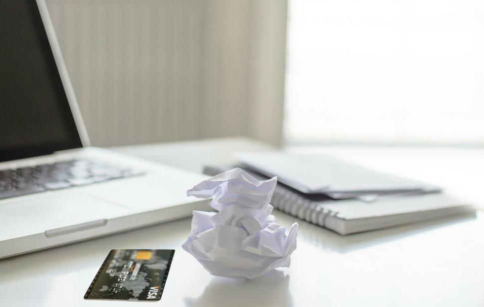 Free Stock Photo of Credit card and crumpled paper | Download Free ...
