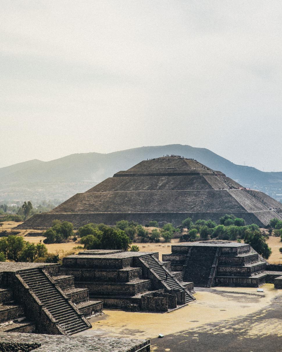 Free Stock Photo of Pyramid of the Sun with Distant Mountains,Mexico ...