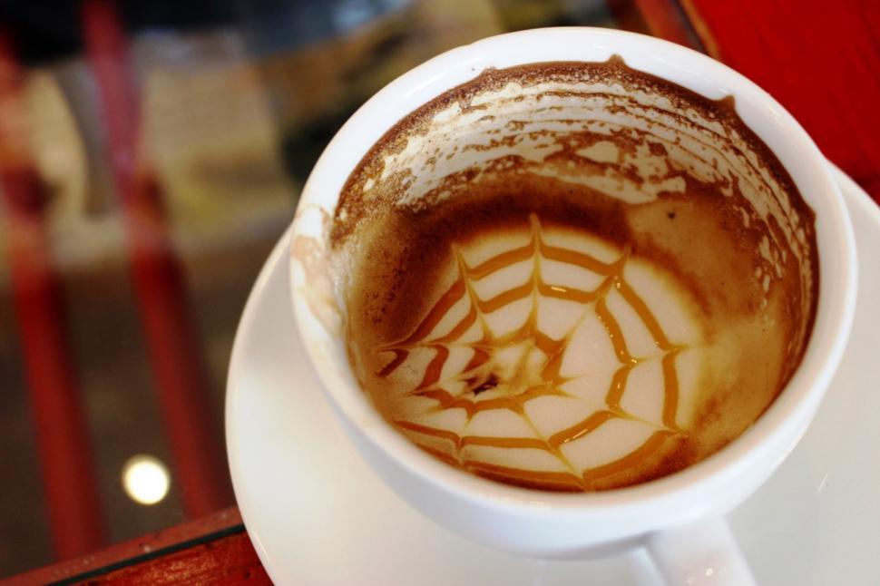 Free Stock Photo of An empty coffee cup with the froth art pattern ...