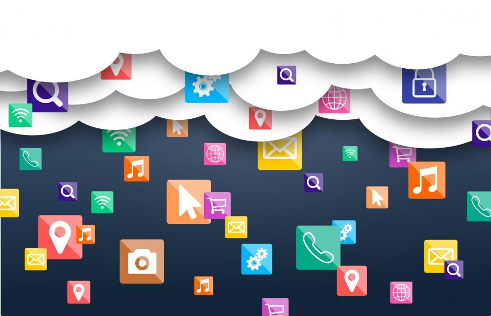 Free Stock Photo of Mobile Apps in the Cloud - Raining Applications ...