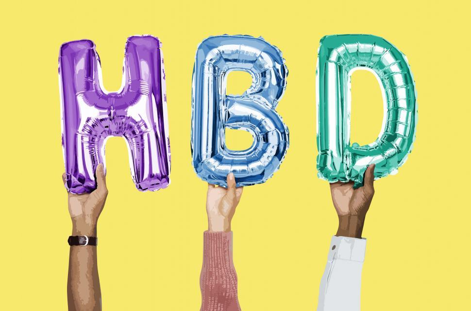 Free Stock Photo of H B D formed by holding inflated alphabet shaped ...