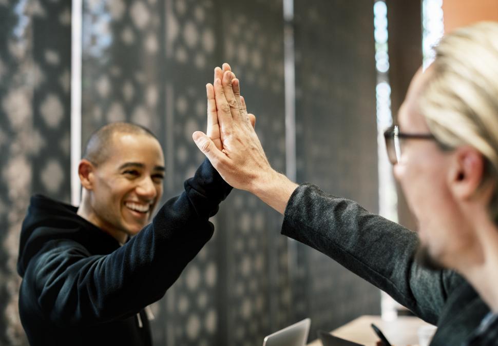 Free Stock Photo of Coworkers giving a high five | Download Free Images ...