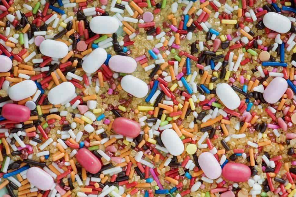 Free Stock Photo of Background of rainbow sparkle candies | Download ...