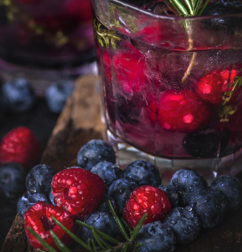 Free Stock Photo of Close up of chilled beverage with blueberry and ...