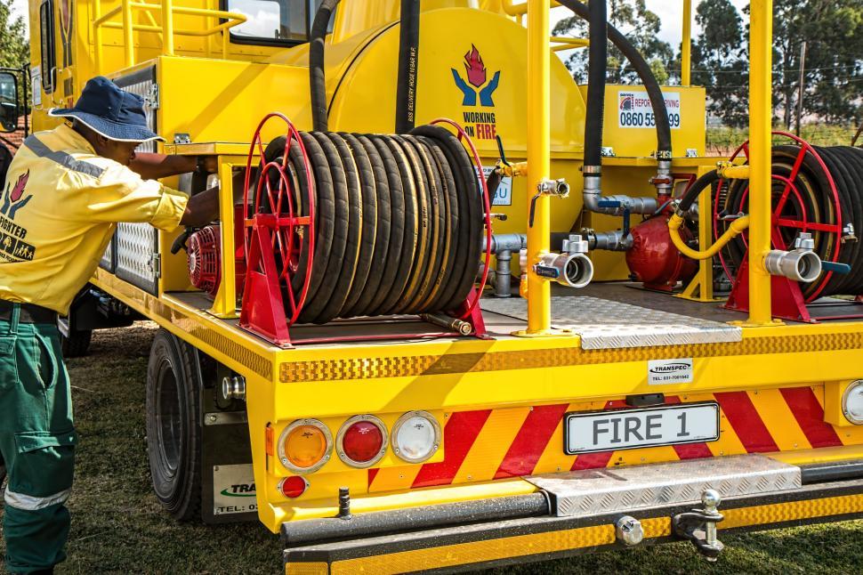 Free Stock Photo of Man Working on a Fire Truck | Download Free Images ...