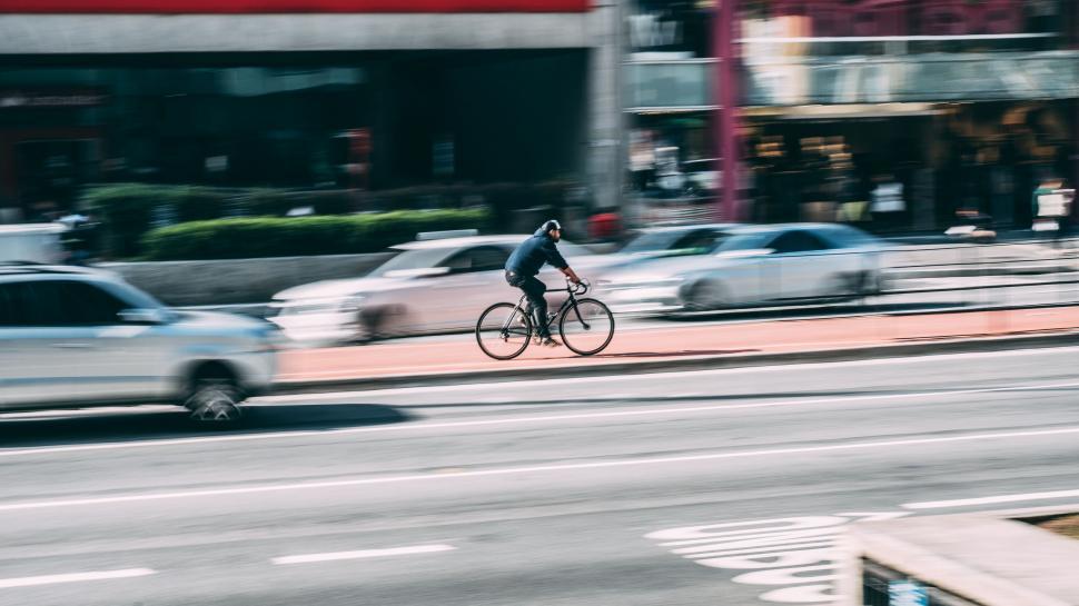 Free Stock Photo of Cyclist on Street - Speed Effect | Download Free ...