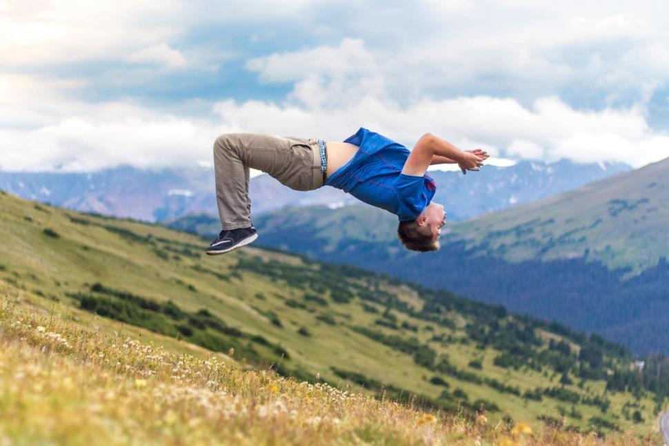 Free Stock Photo of Man Jumping on Mountain | Download Free Images and ...
